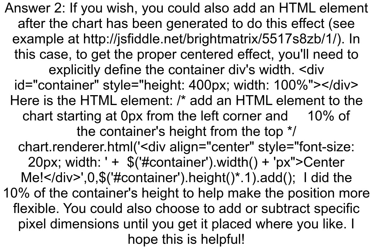 How to align centre a custom label in highcharts