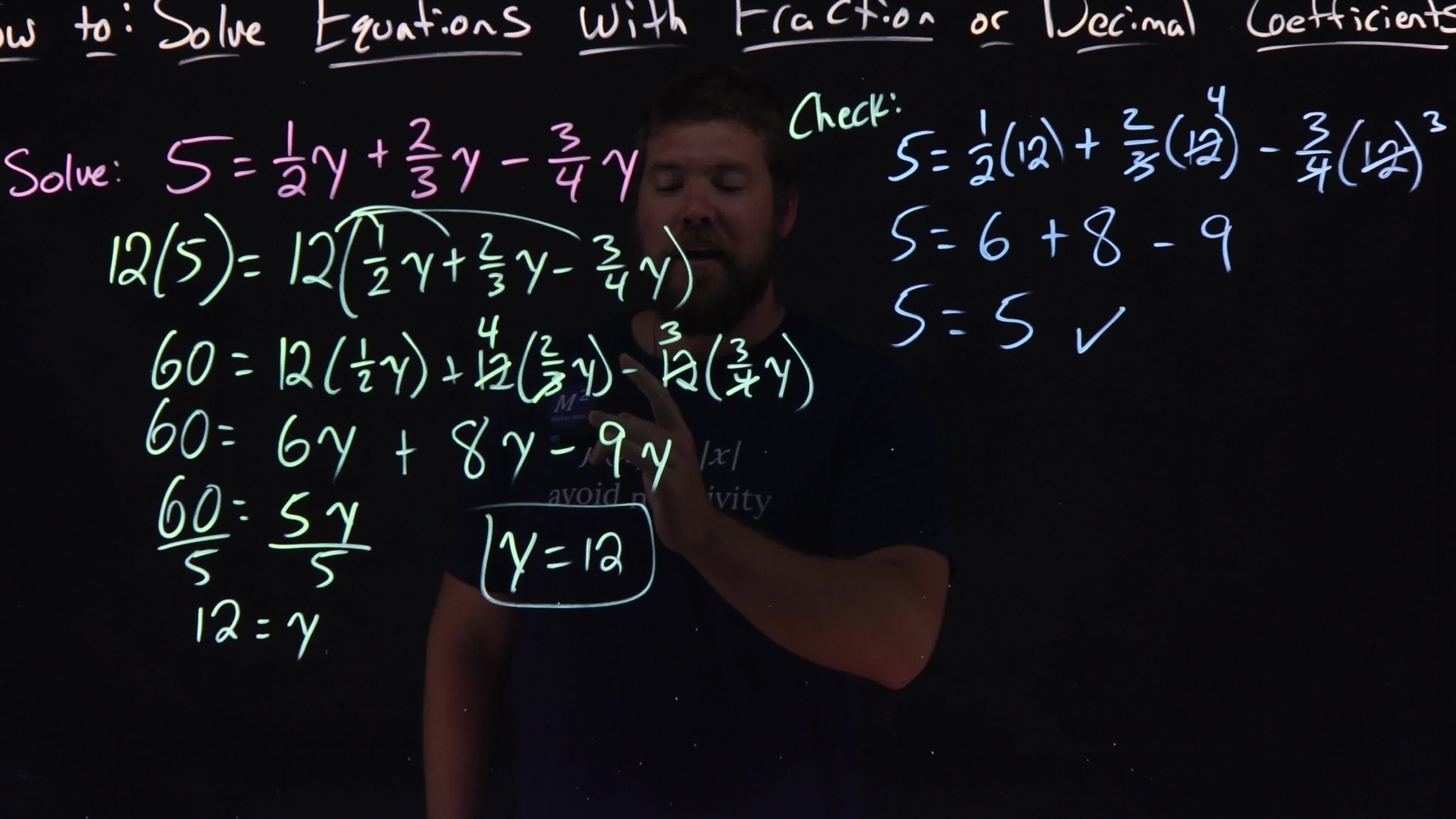 How to Solve Equations with Fraction or Decimal Coefficients | Minute Math