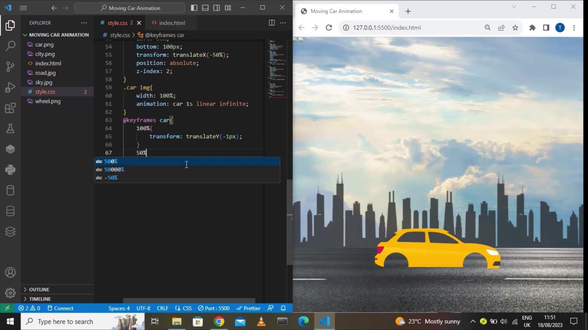 Running Car Animation Using Html And Css Moving Car Animationcaranimation