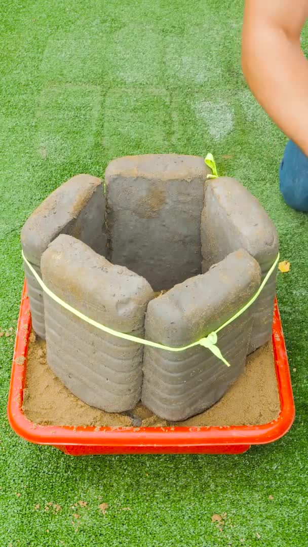 Cement craft idea. Reuse plastic bottle