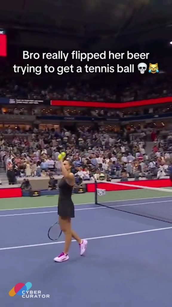 Tennis Ball Catch Turns into Beer Flip—Fan Moment Fail! 🎾🍺😂