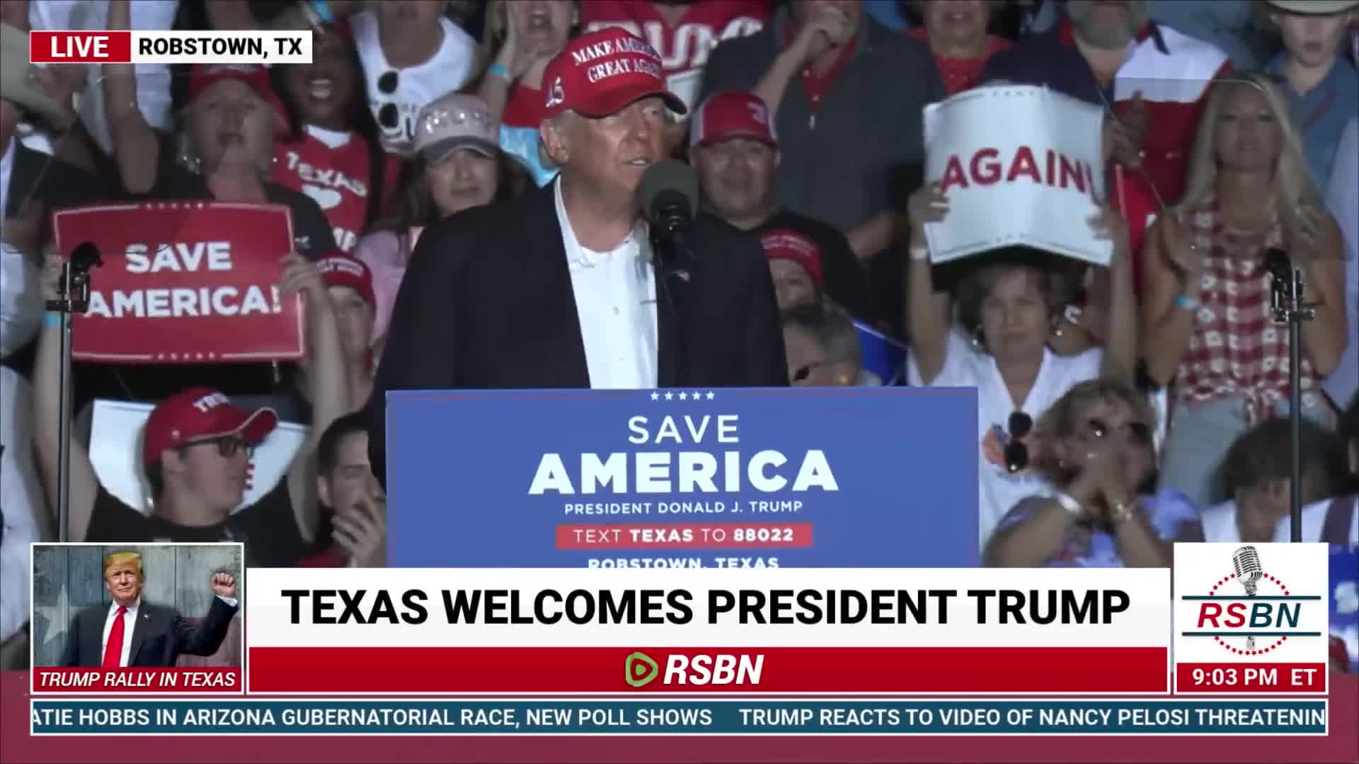 Crowd Sings National Anthem in Midst of Trump's Speech at TX Rally in ...
