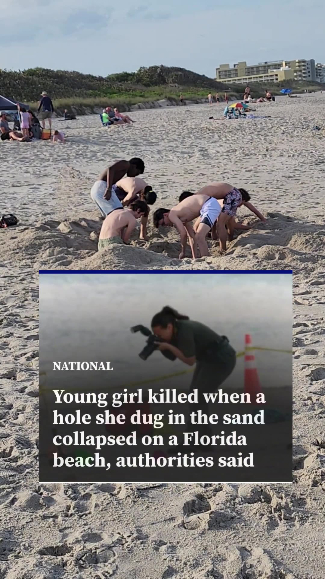 Digging Holes in the Sand at the Beach