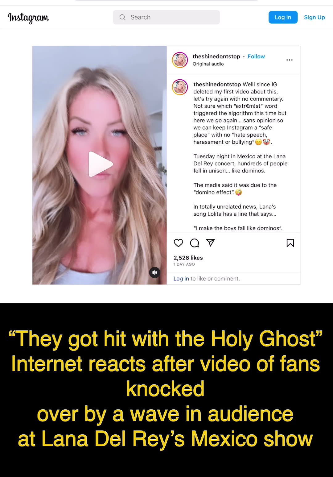 fans knocked over by a wave in audience at Lana Del Rey’s Mexico show
