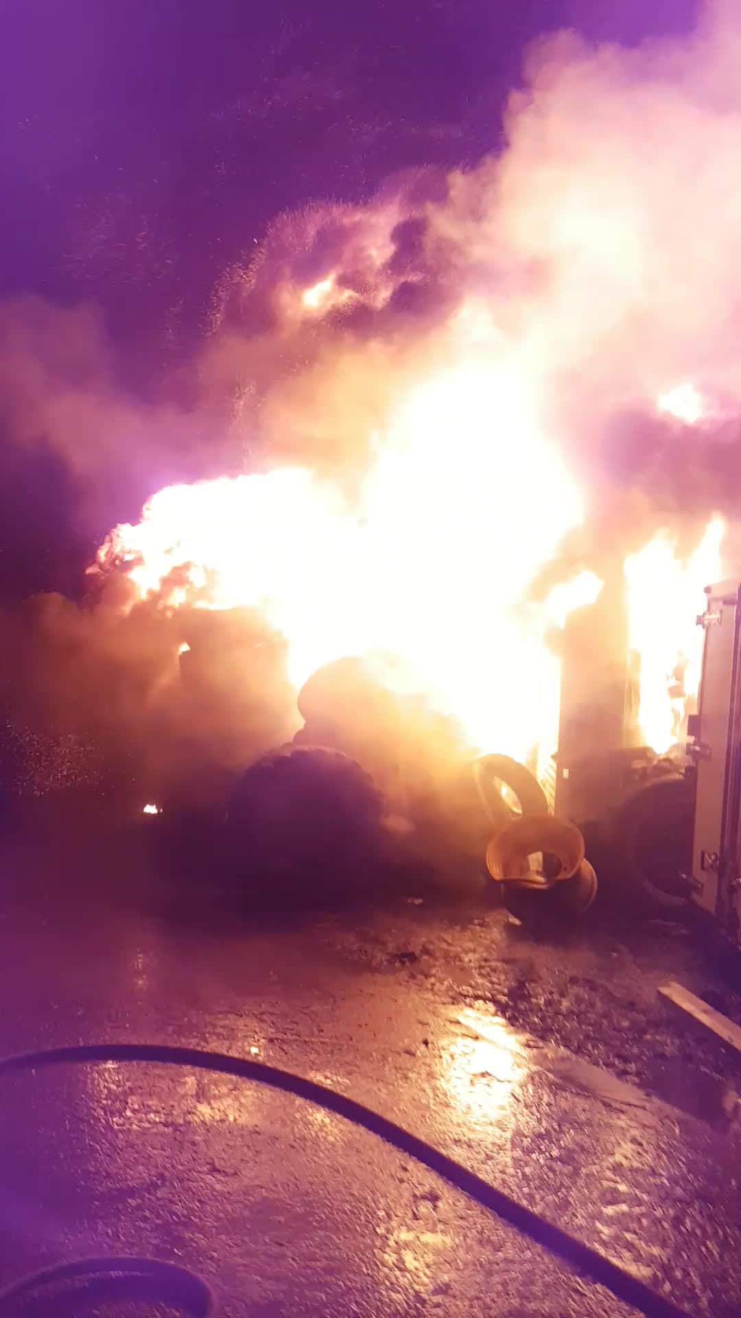 Firefighter films raging farm fire