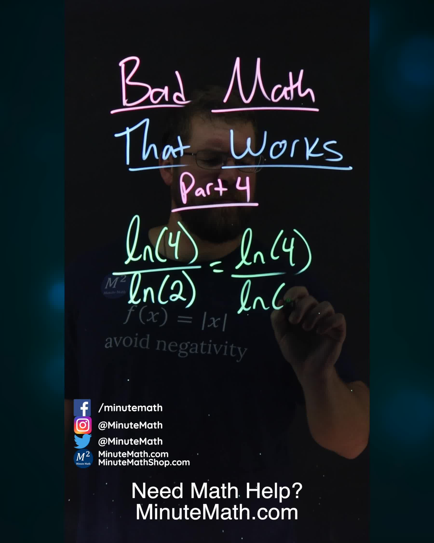 Bad Math That Works | Part 4 | ln(4)/ln(2) | Minute Math #shorts