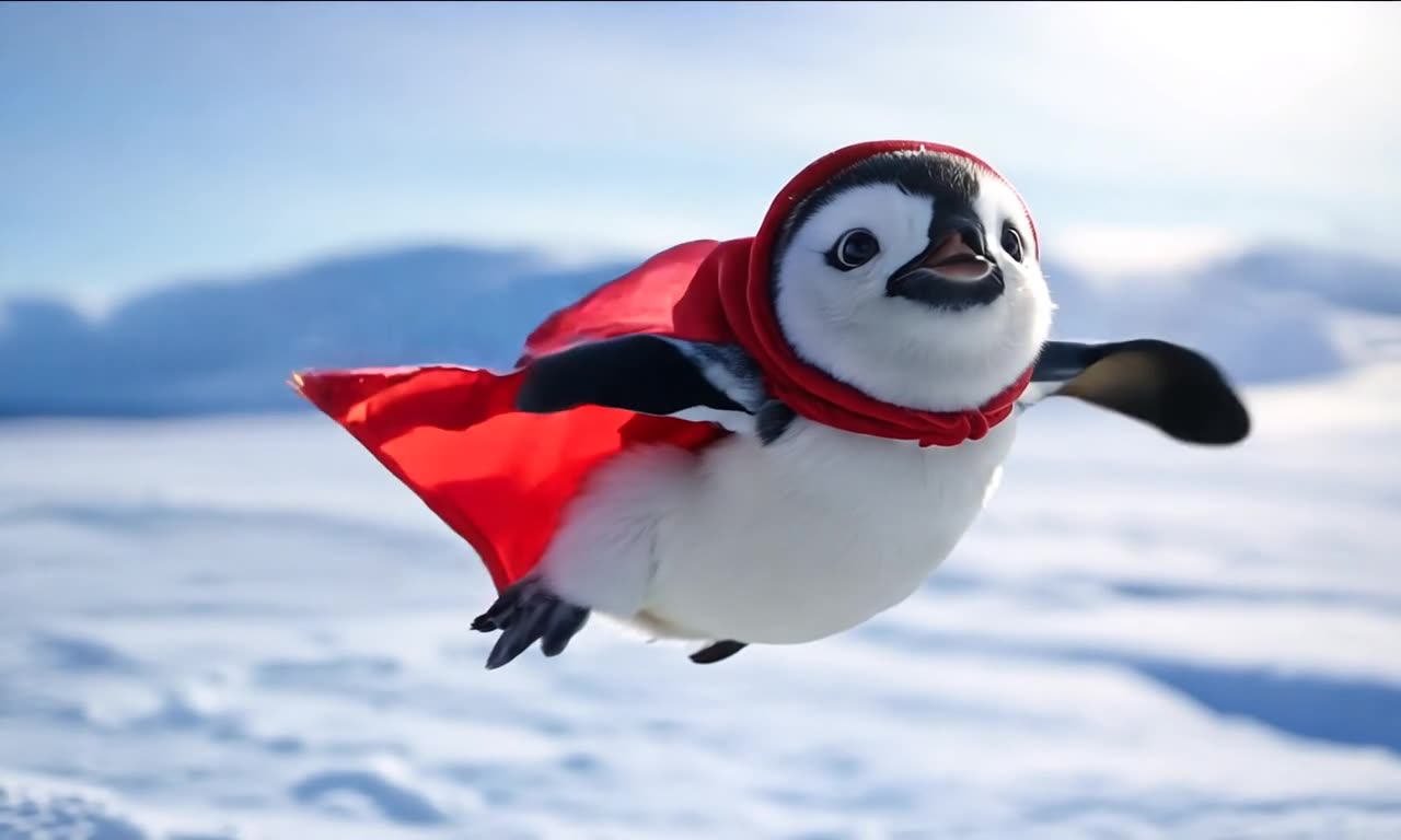 Flying Penguin in a Red Cape? What’s REALLY Happening Here? 🐧🤔