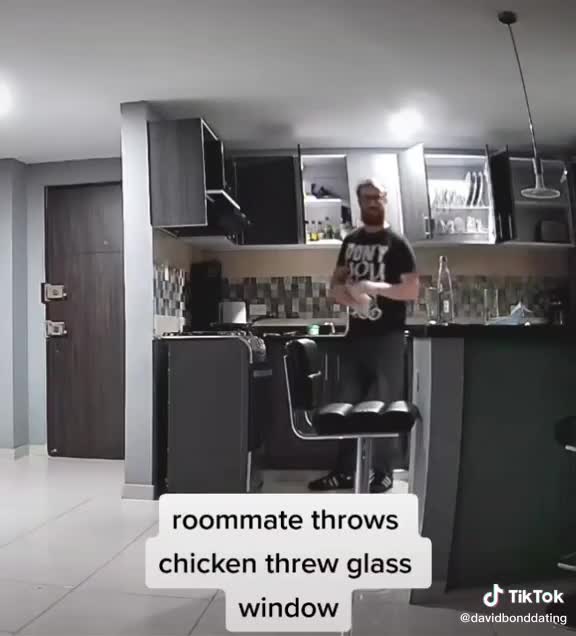 PUA BRADICUS THROWING A FROZEN CHICKEN THROUGH A GLASS WINDOW