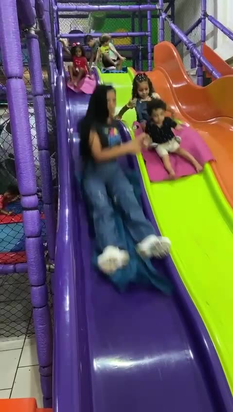 Mom Creates Mishap for Kids on Slide