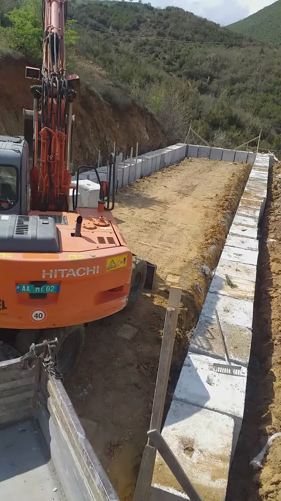 Building walls with concrete blocks