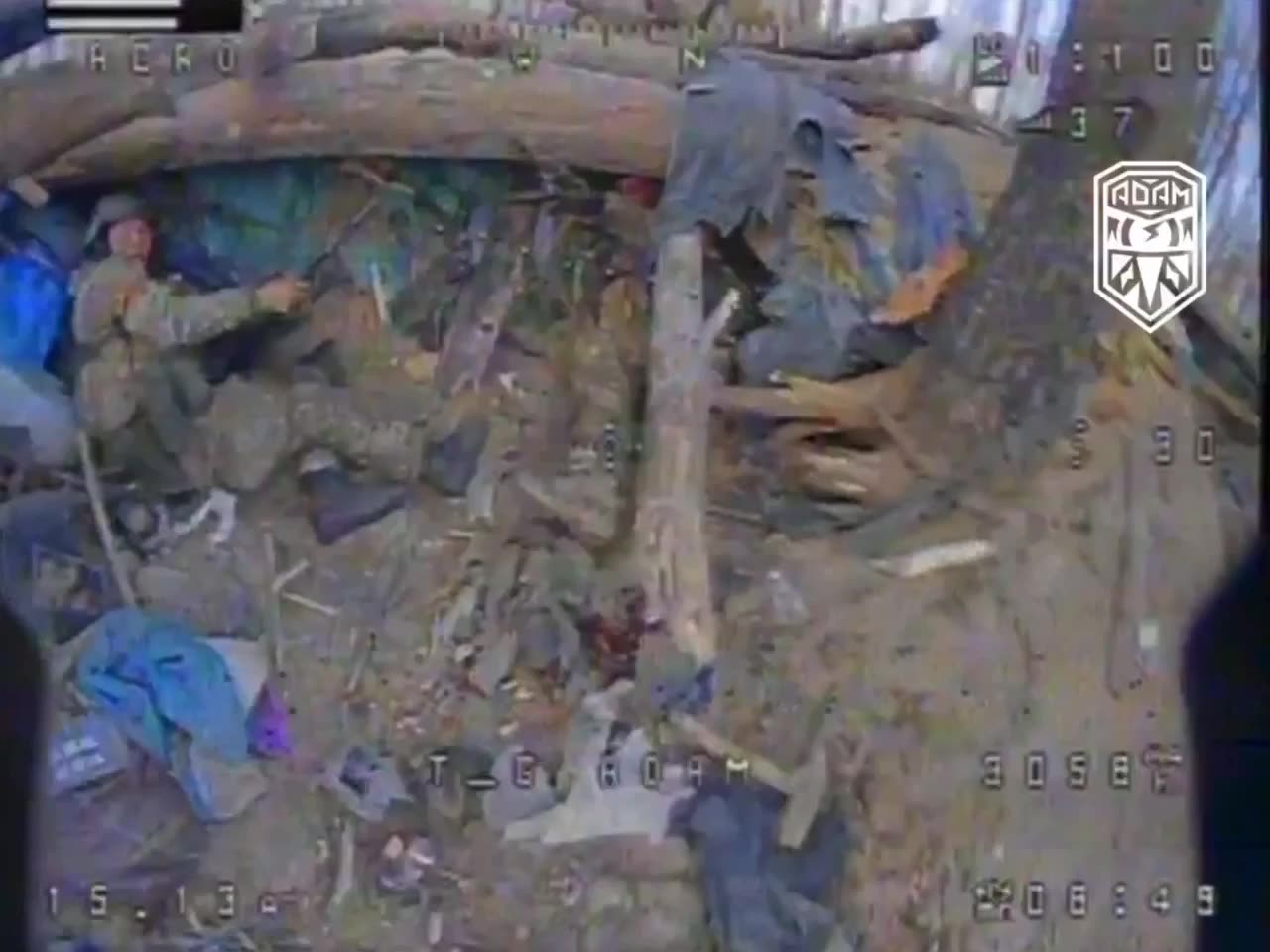 Incredible Footage of a Ukrainian Drone Flying into a Russian Dugout