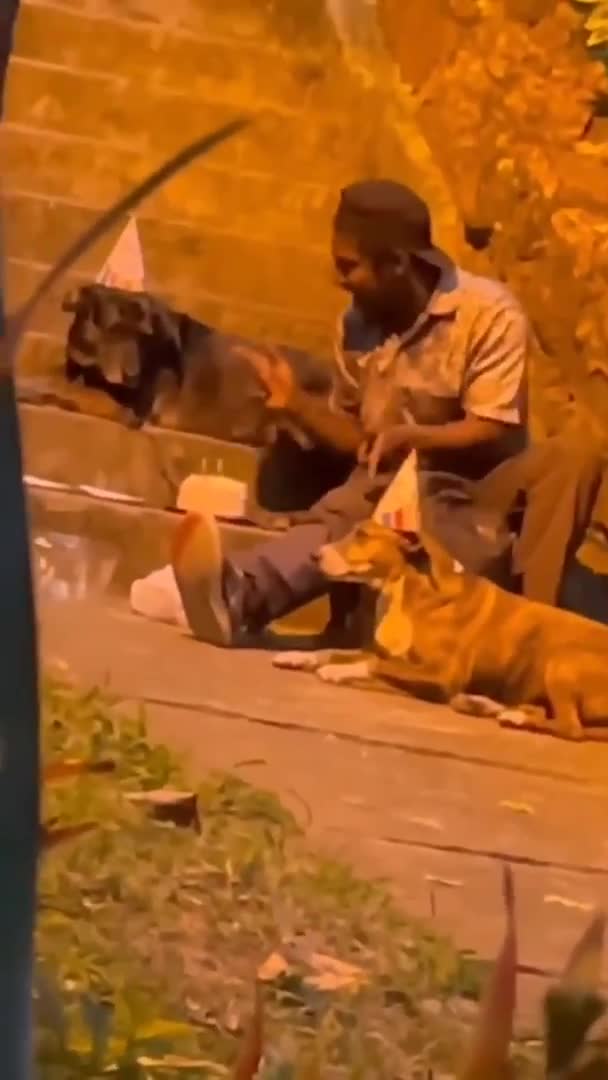 Homeless Guy Celebrating a Little Birthday Party With His Best Friends!