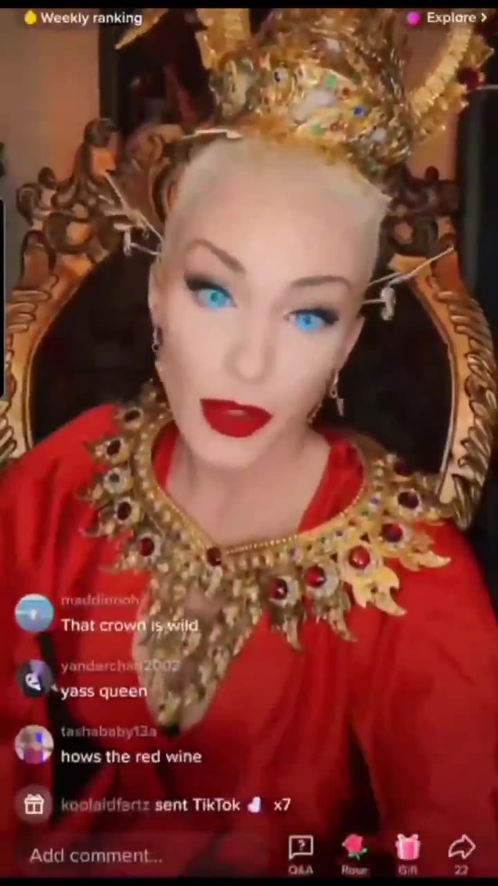 Irish actress Tarah Lisa, a recorded TikTok video drinking from a bag ...