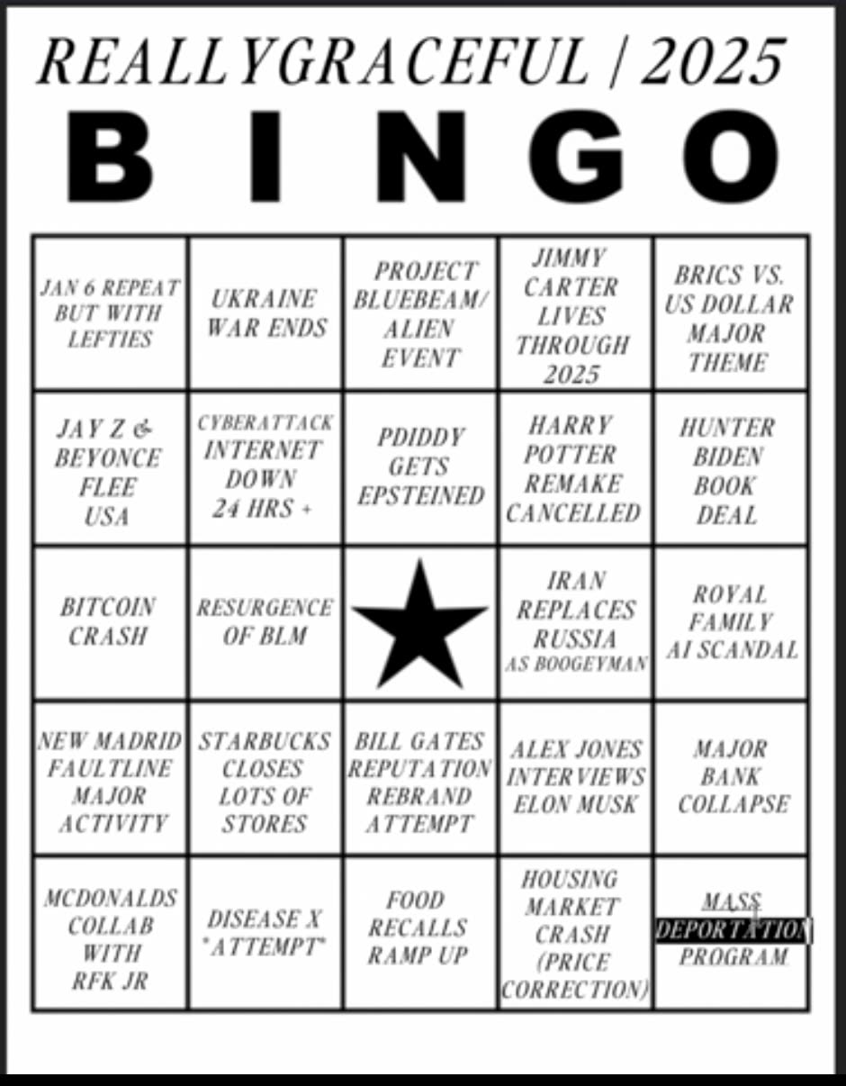 2025 NewYear BINGO card