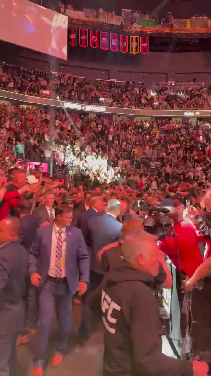 Crowd Goes Wild at UFC 296 as Trump Enters With Mario Lopez Behind Him