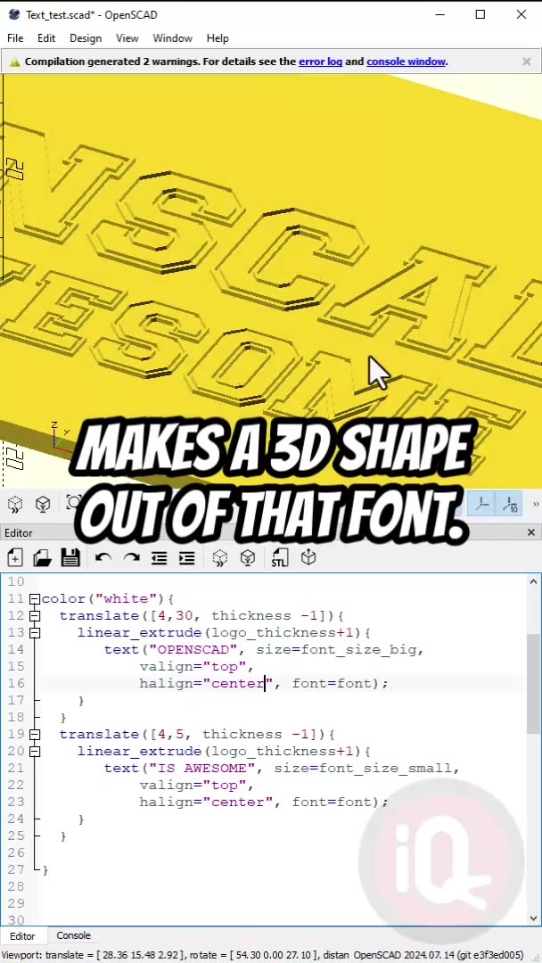 OpenScad: Text