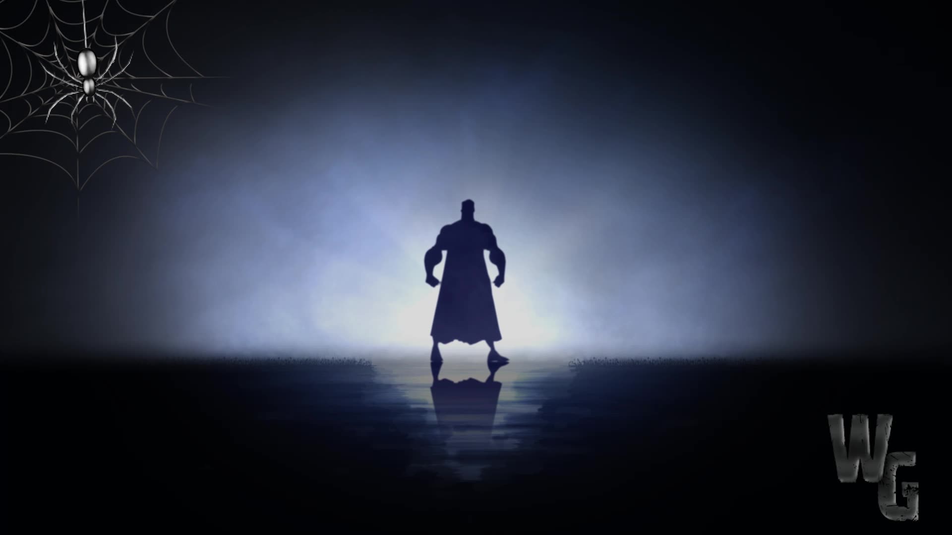 Super Hero Silhouette in Smoky Blue Atmosphere 4K Loop