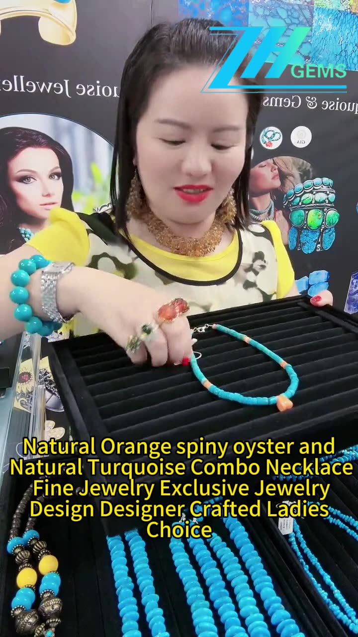 GN-20240925-06 Natural Orange spiny oyster and Natural Turquoise Combo ...