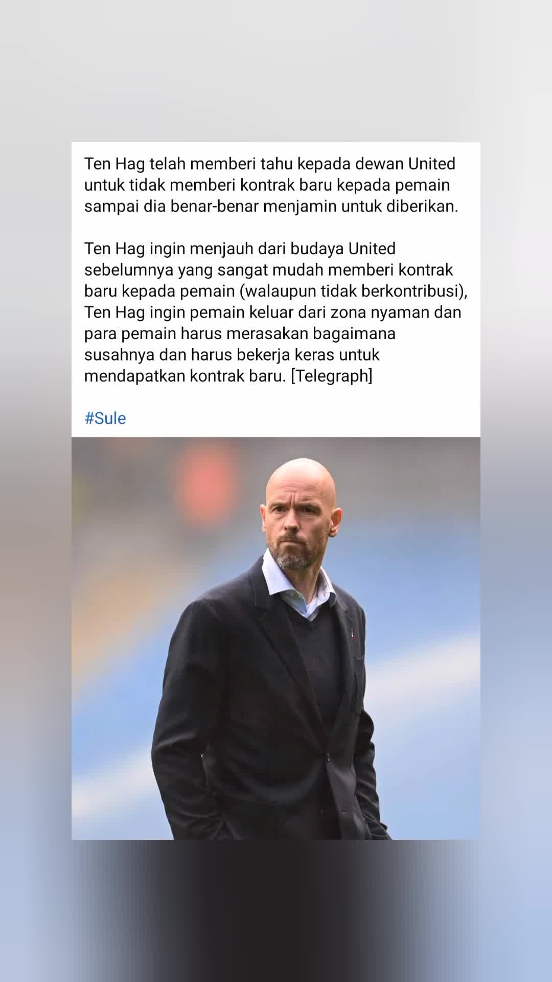 Kebijakan Terbaru Eric Ten Hag Tentang Kontrak Pemain