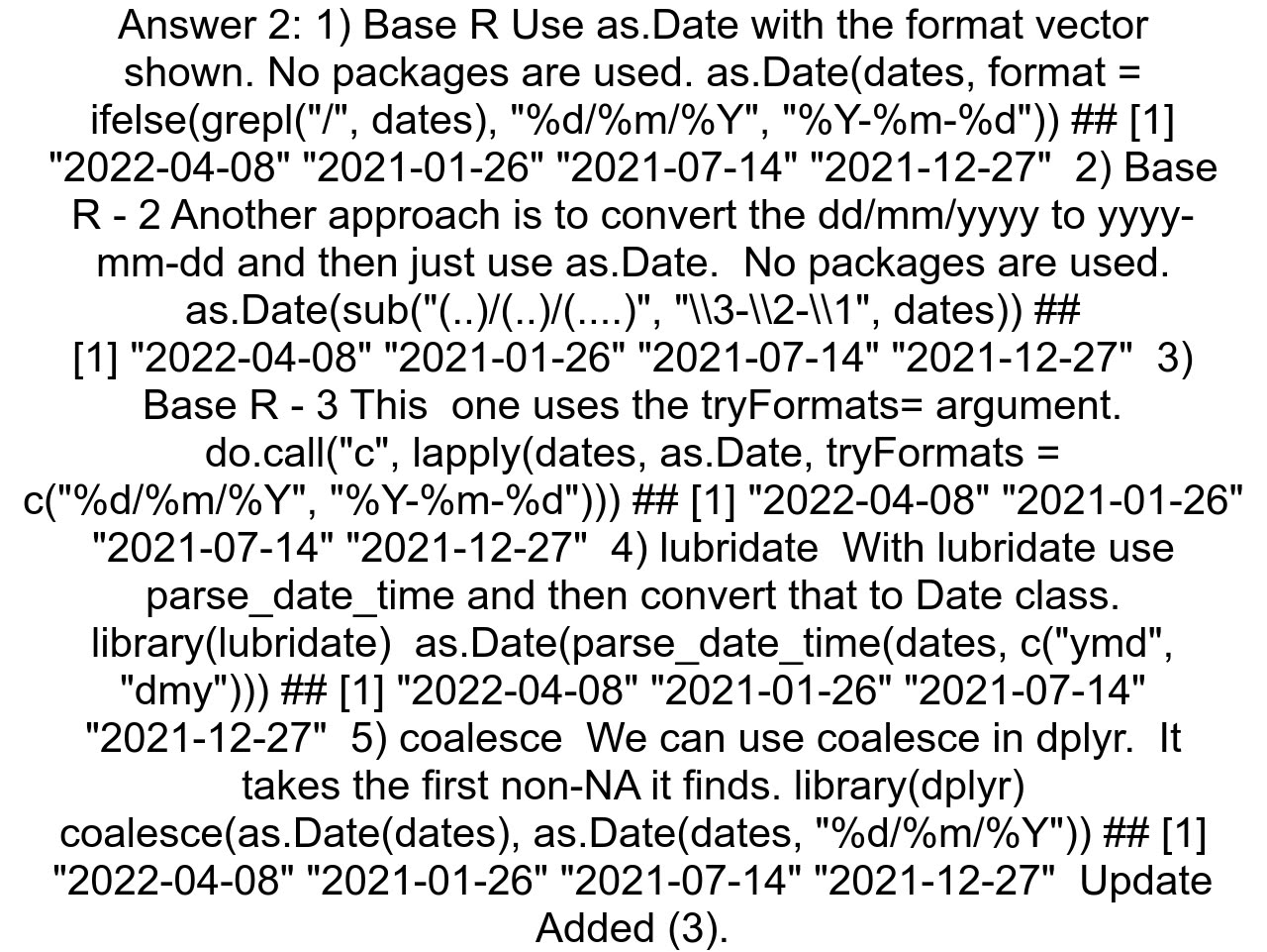 How to convert character to date with two different types of date formats in R