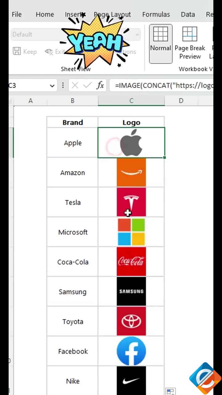 Brands logo in excel