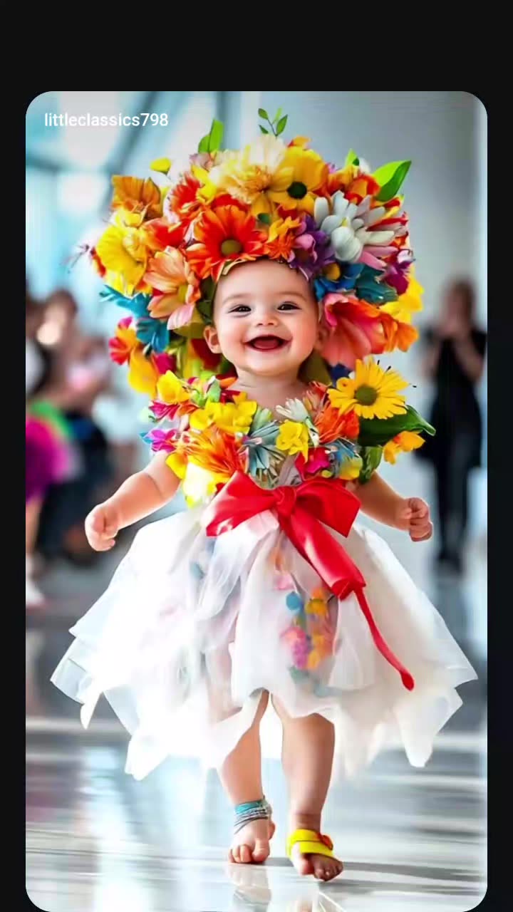 Adorable baby flower outfit runway