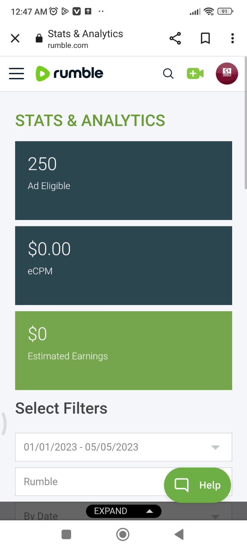 Ad Eligible 250 !! What's does it mean?? Rumble