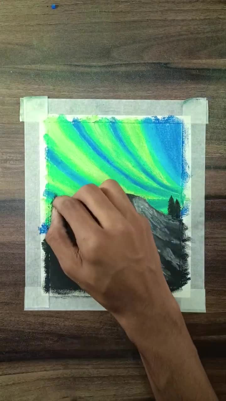 How to draw a Mountain Scenery with soft pastel colou