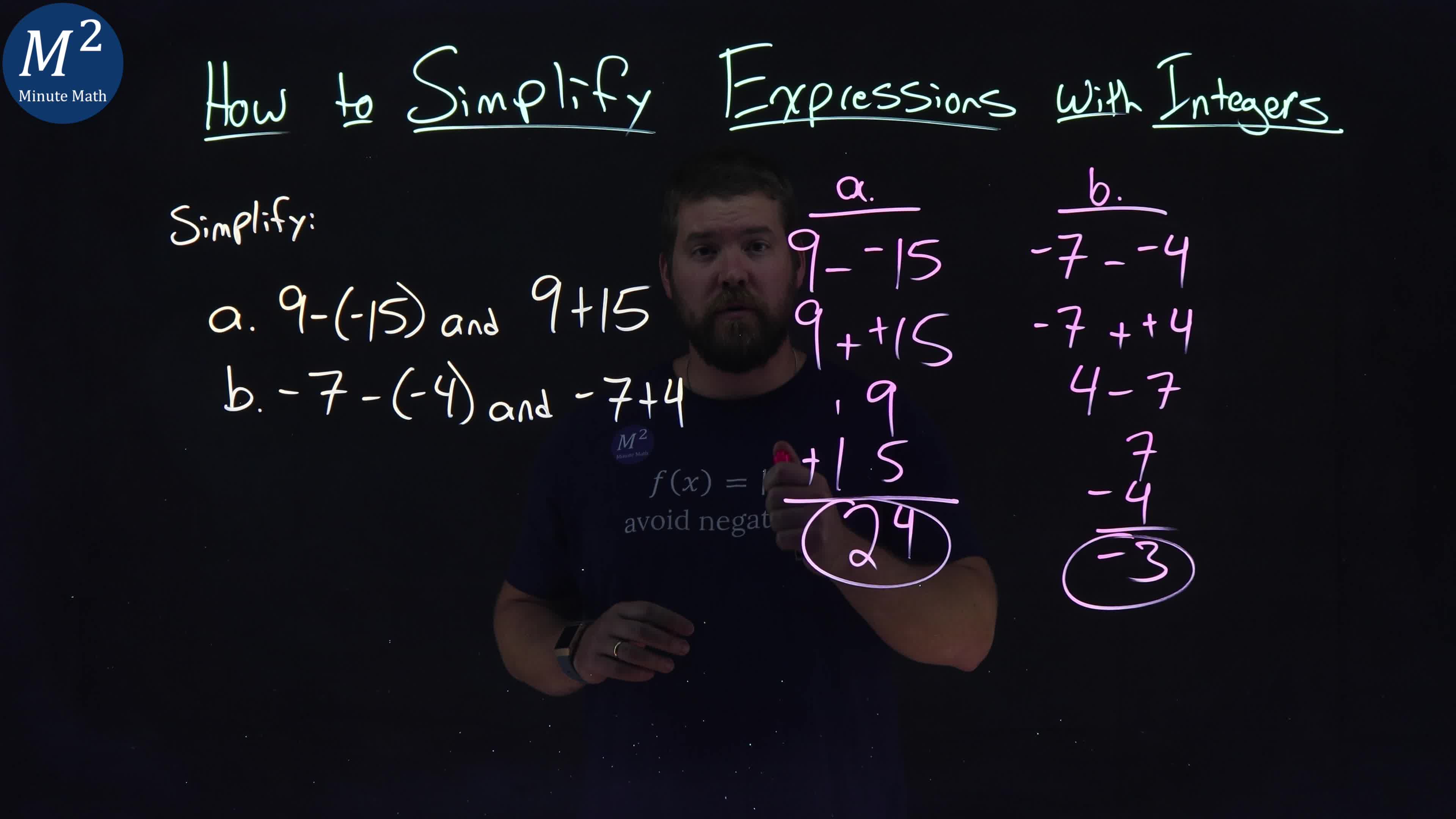 How to Simplify Expressions with Integers | Two Examples | Part 2 of 5 ...