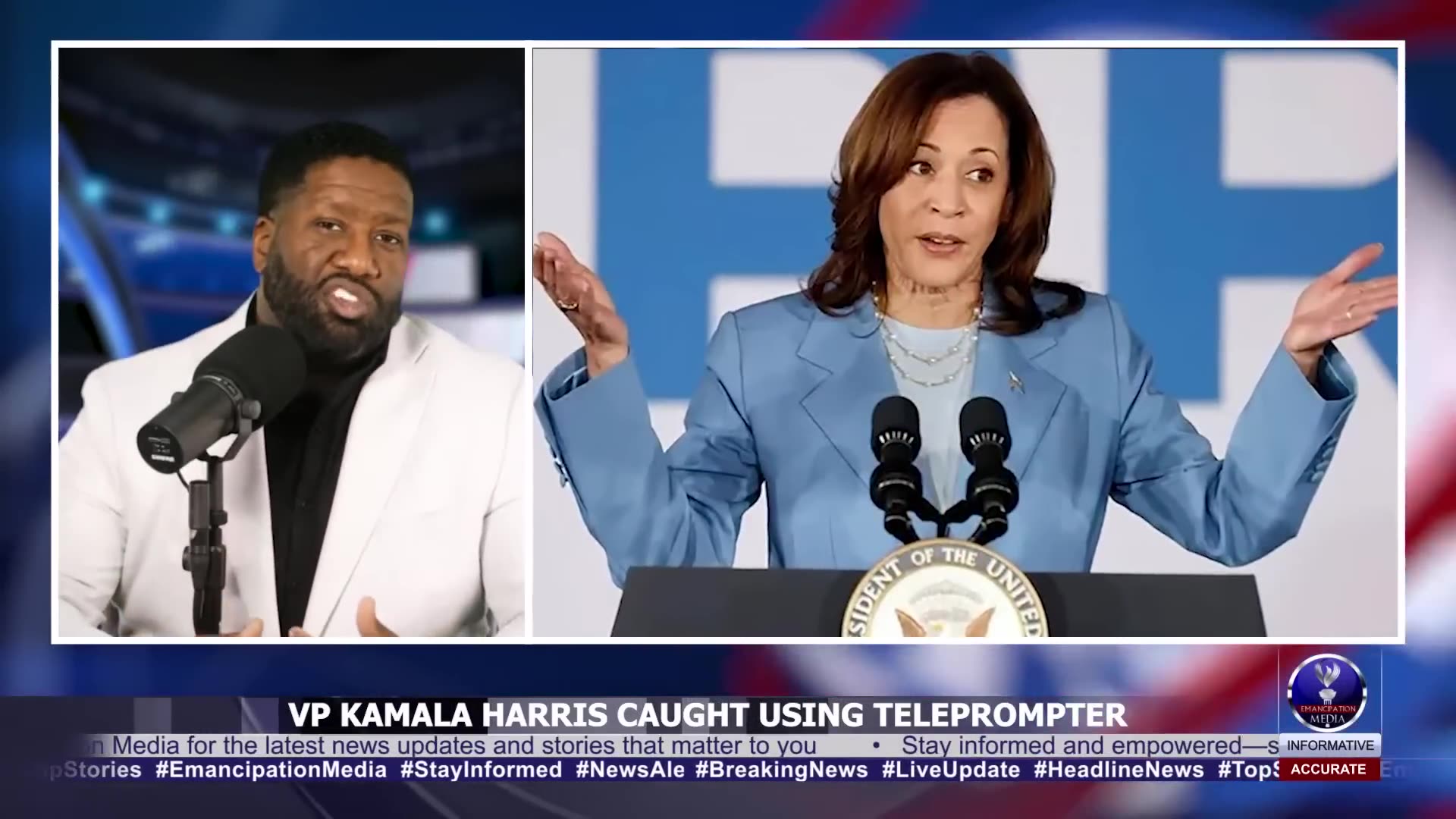 VP Kamala Harris Caught Using A Teleprompter To Respond To Questions ...