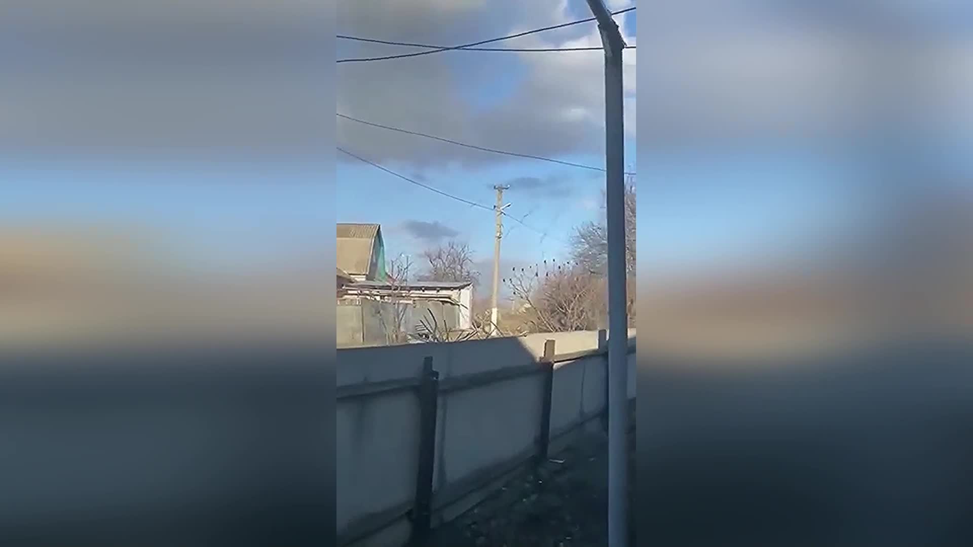 Ukraine.One of the two Russian fighters - Balakleya being shot down ...