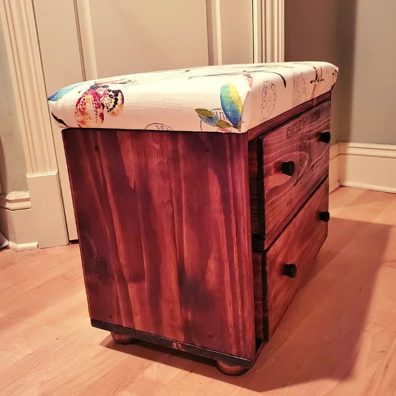 Storage Bench Wine Crate Drawers - Off the Vine Designs