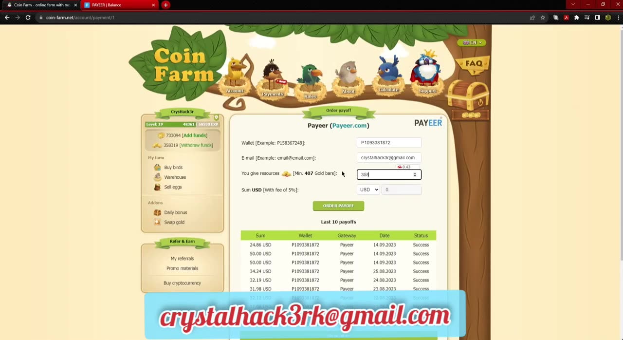 Not enough Crystal to order Payoff | HackMe v12 | coin farm | golden ...