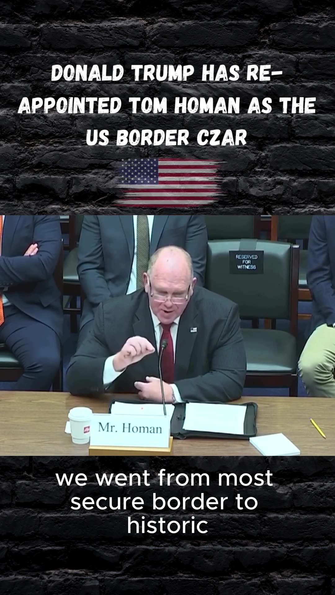 Tom Homan Re-appointed as the US Border Czar