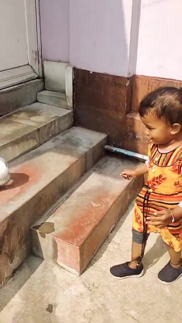 little girl playing with rabbit