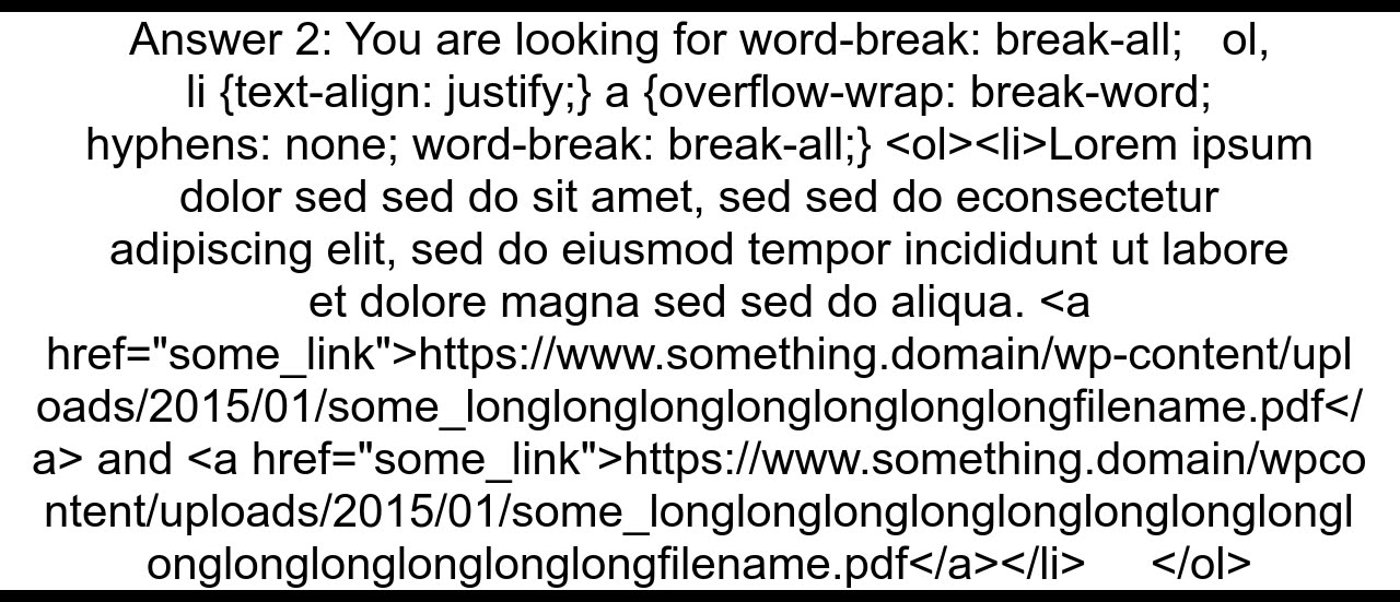 How to break long URL that contains hyphens in HTML with CSS