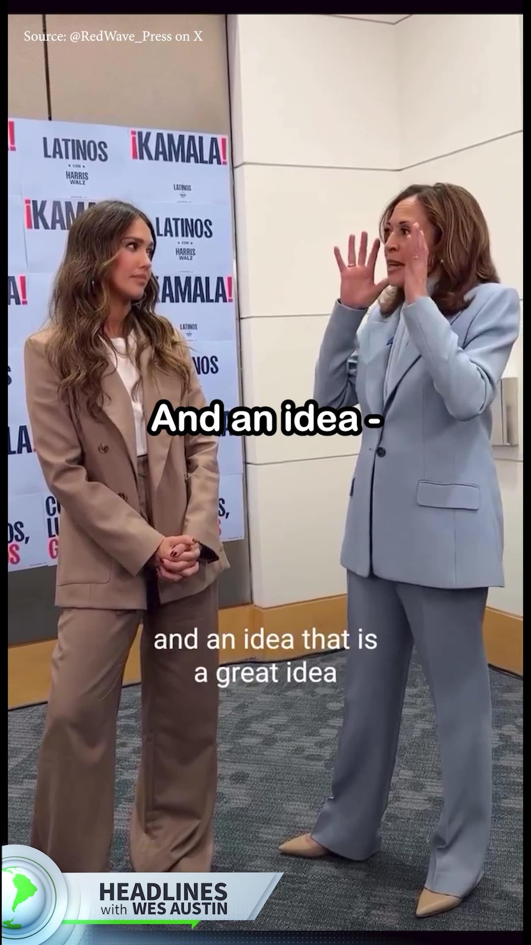Jessica Alba with Kamala Harris in Matching Pant Suit
