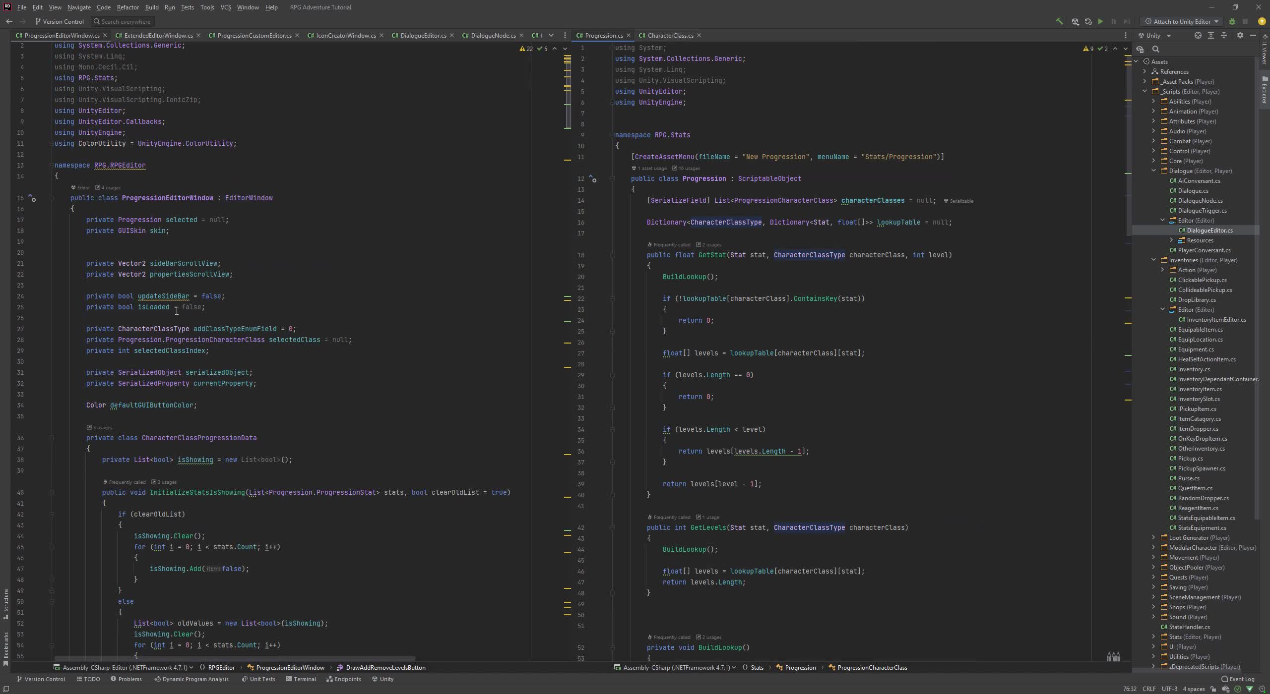 Pre Alpha, Progression Class Editor Script
