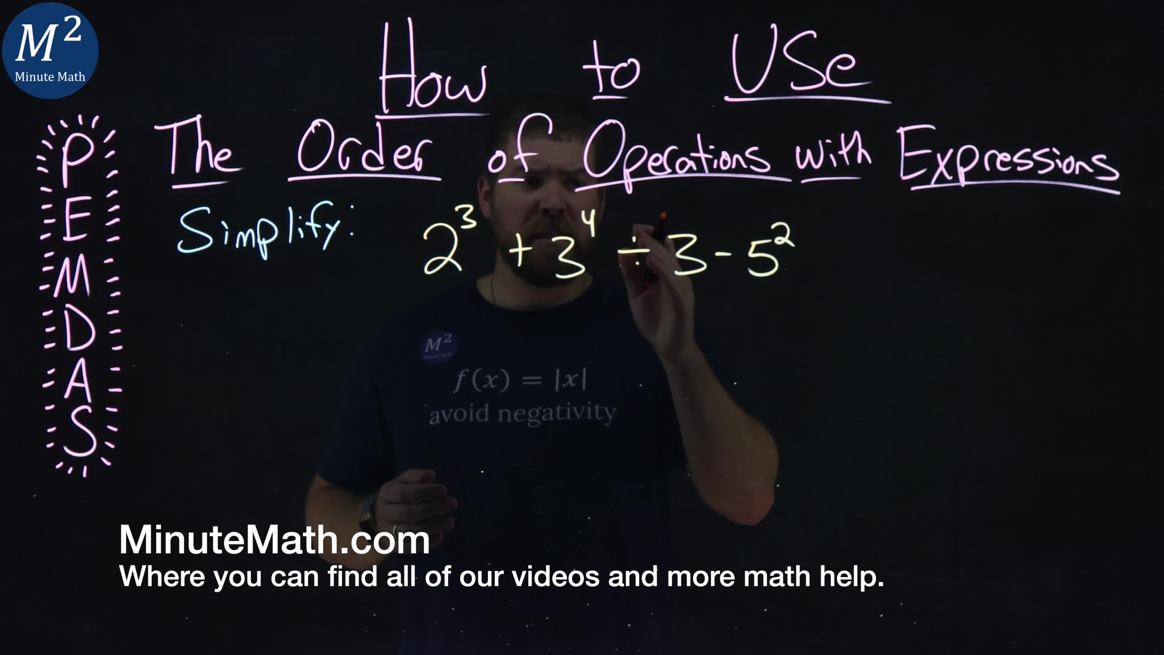 How to Use the Order of Operations with Expressions | 2^3+3^4÷3-5^2 ...