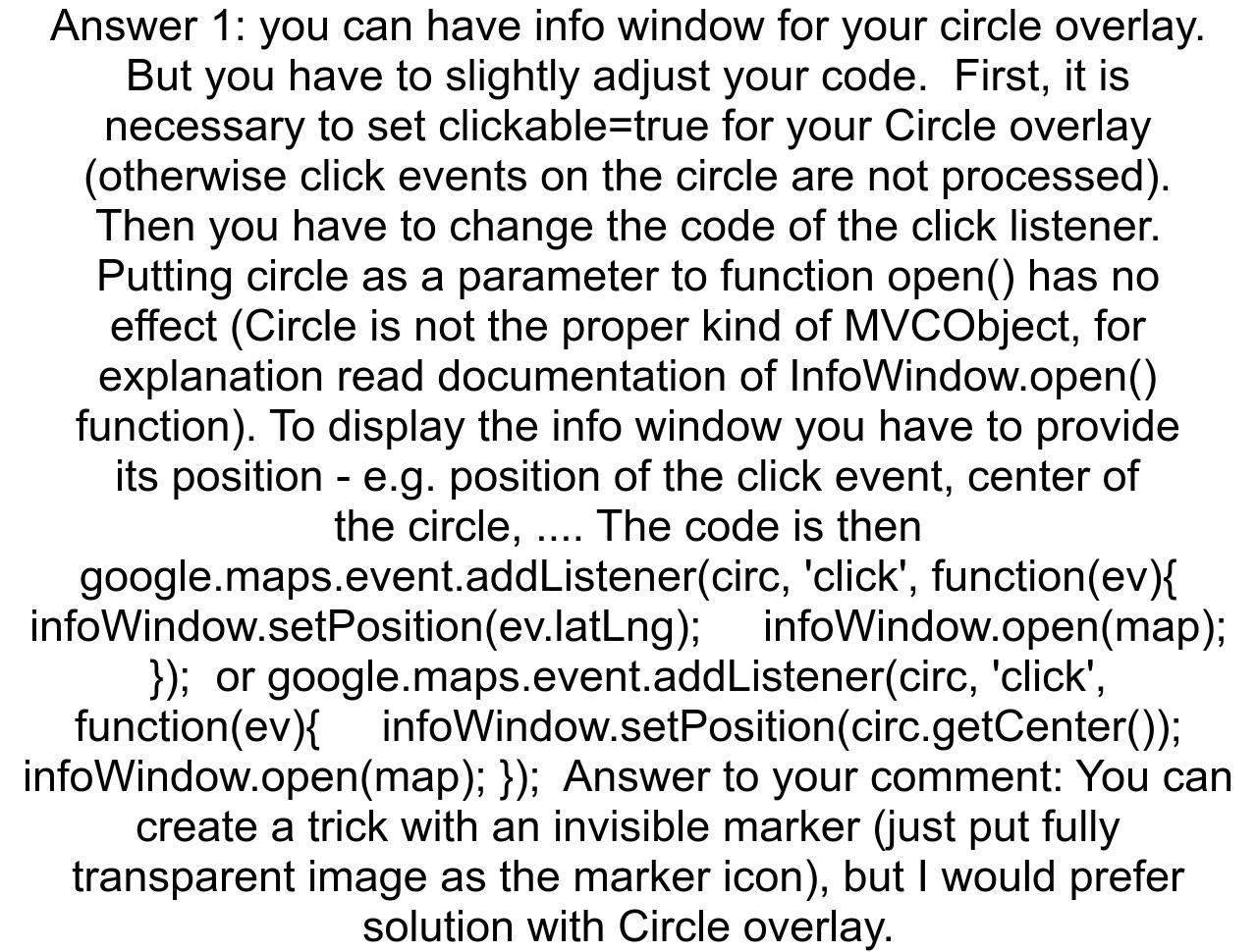 google maps v3 adding an info window to a circle