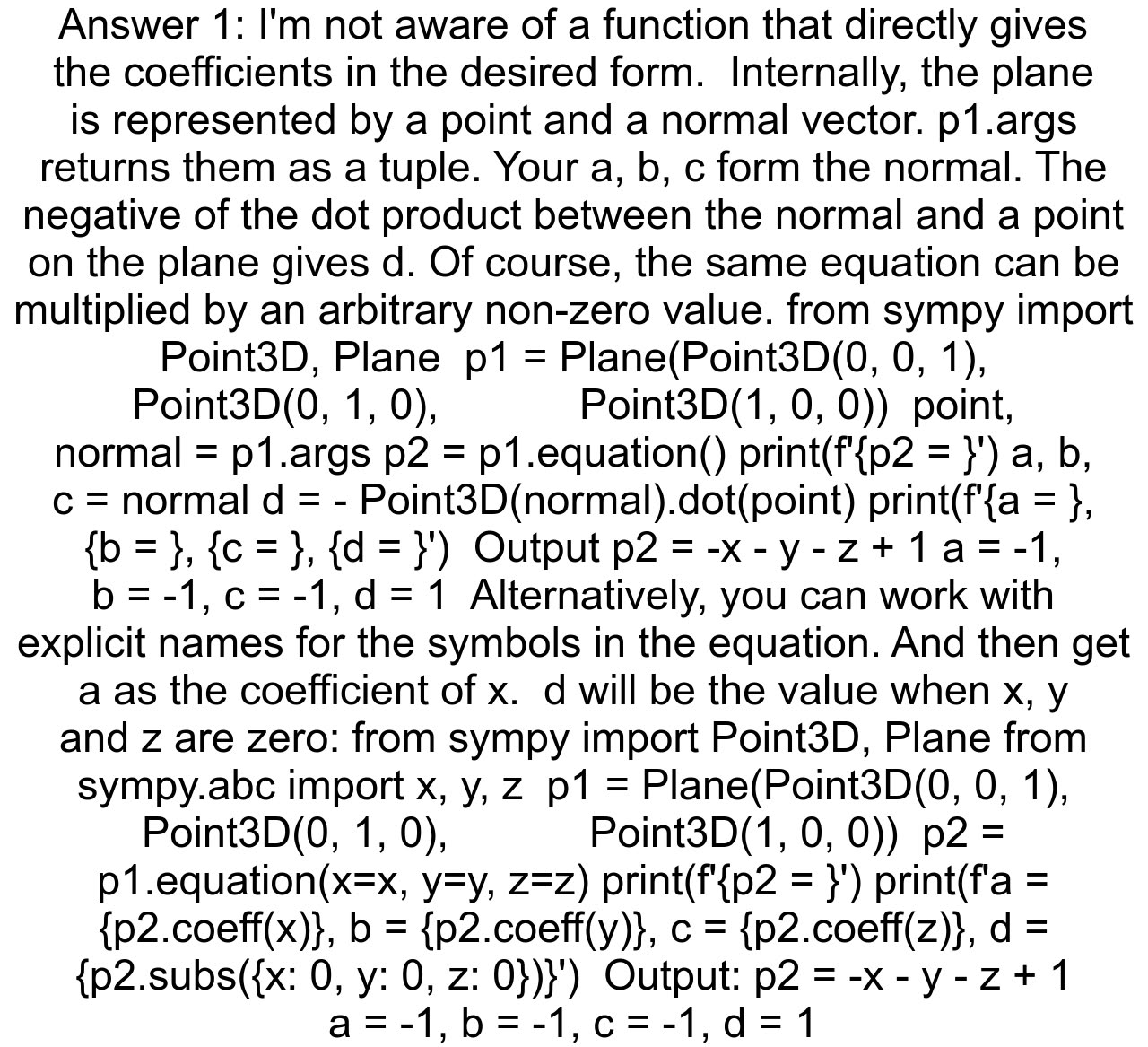 How to derive the coefficients of the sympy equation