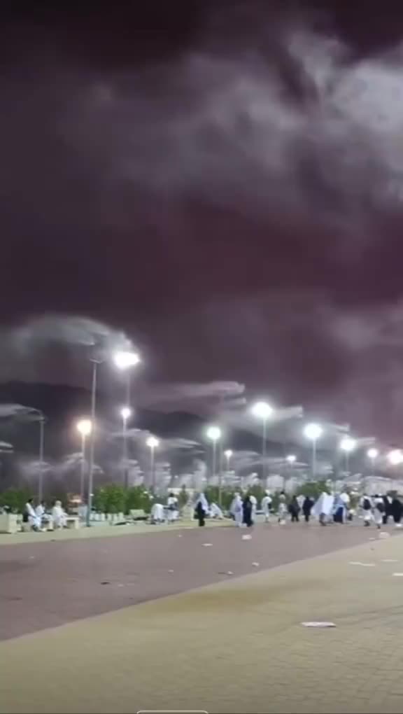 Check out the street cooling system with a water spray in Mecca, Saudi ...