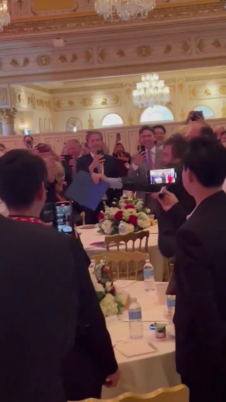 Argentina President Javier Milei does YMCA dance at Mar-a-Lago
