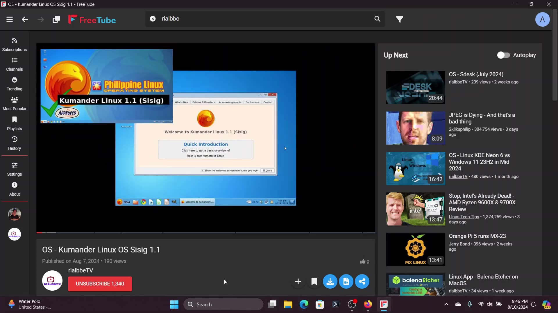 Linux App - Freetube on Windows 11