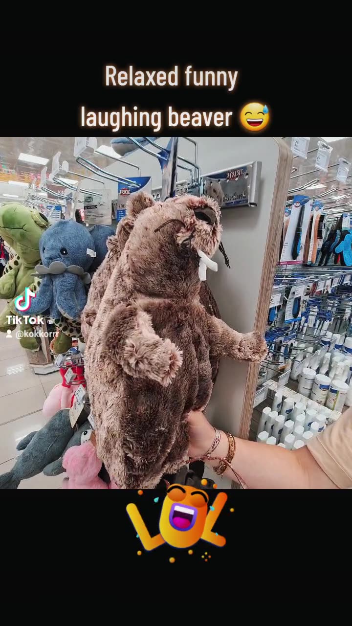 Cute relaxed fluffy laughing beaver toy,fun river water animal. smile ...