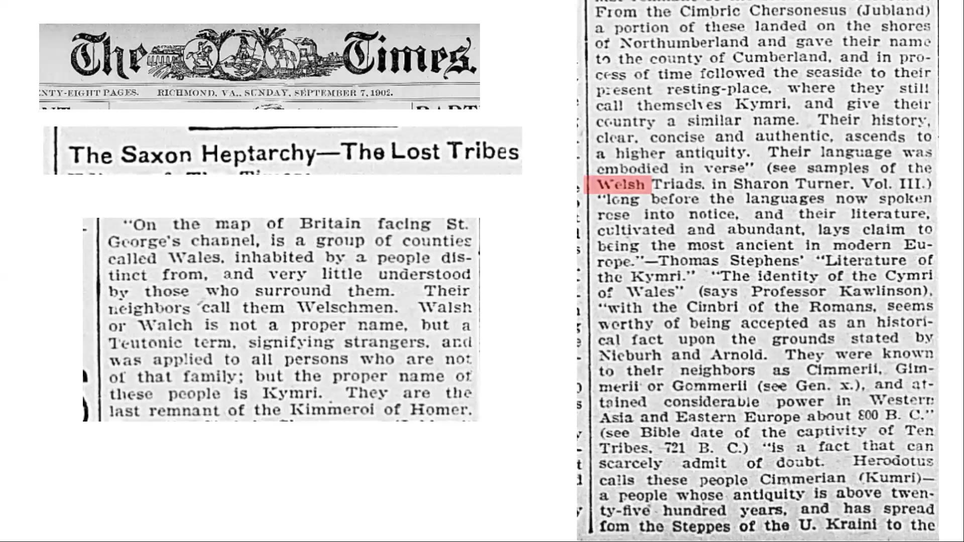 1902 article discusses that the Welsh are part of the Ten Lost Tribes ...