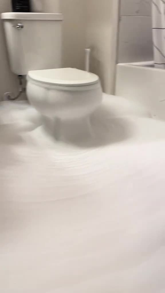 Toilet filled the bathroom with foam after it malfunctioned