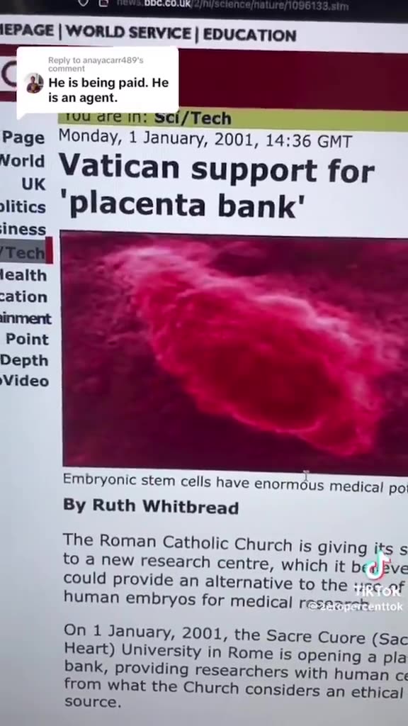 Vatican Support for Placenta Bank