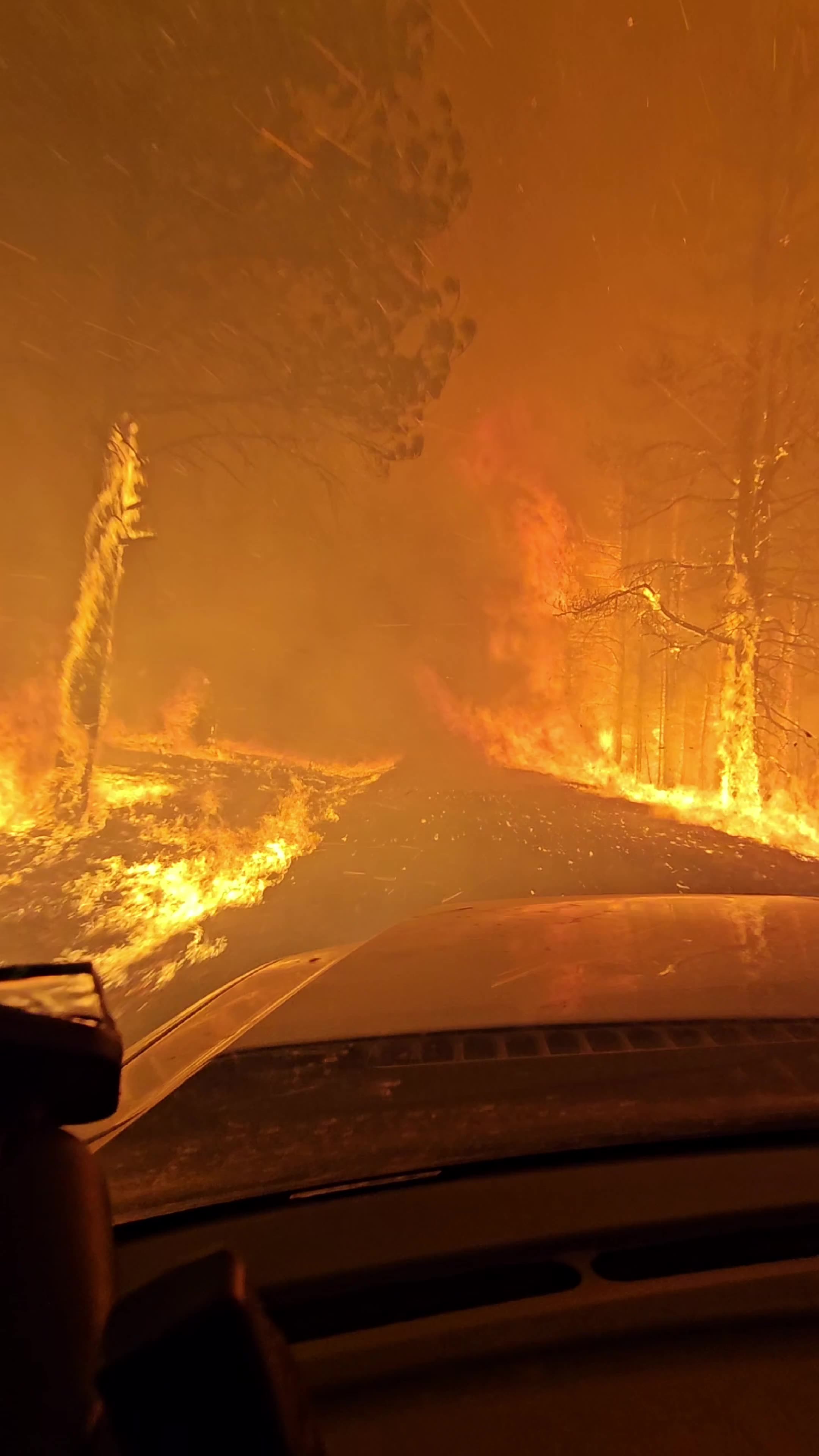 Wildland Firefighter Drives Through Intense Flames