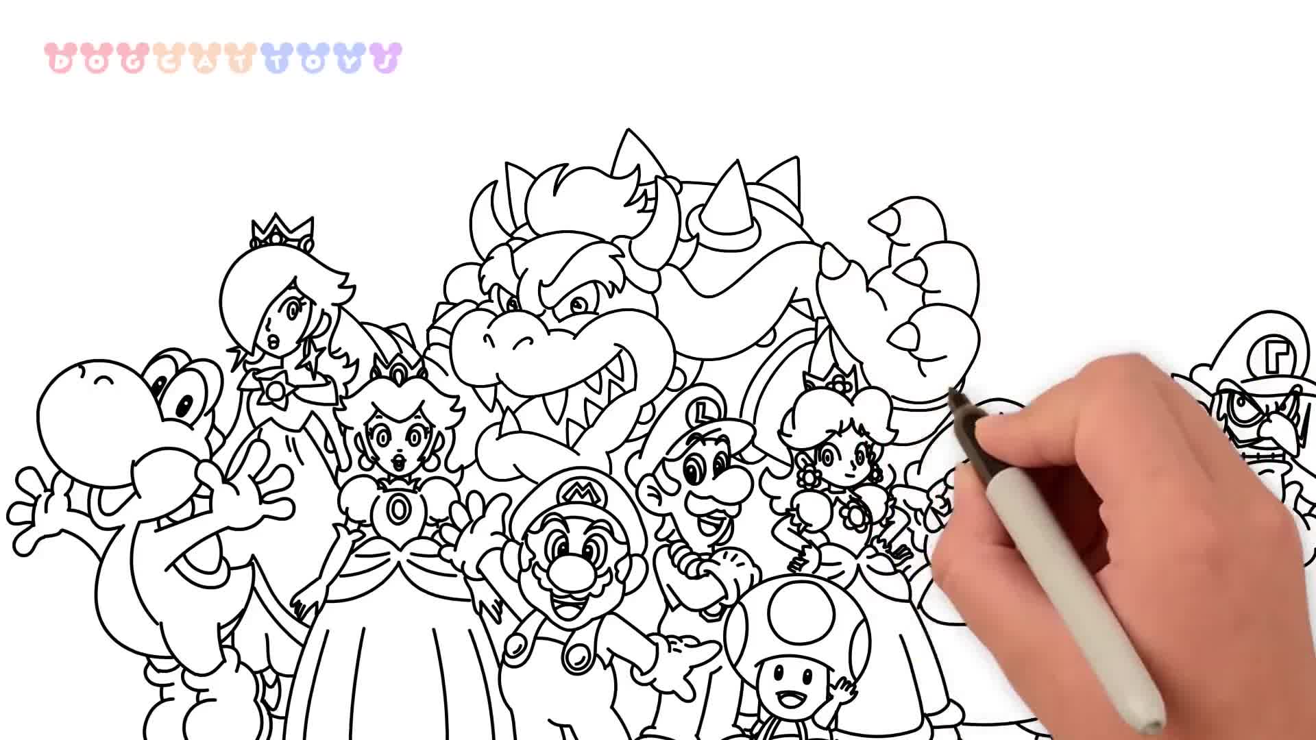 How to Draw Super Mario Characters | Drawing Coloring Pages Videos for ...